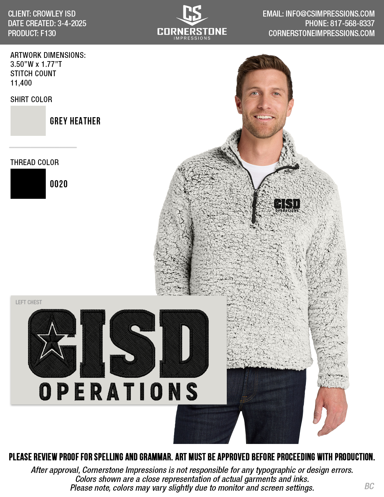 Crowley ISD Men's Sherpa – Cornerstone Impressions